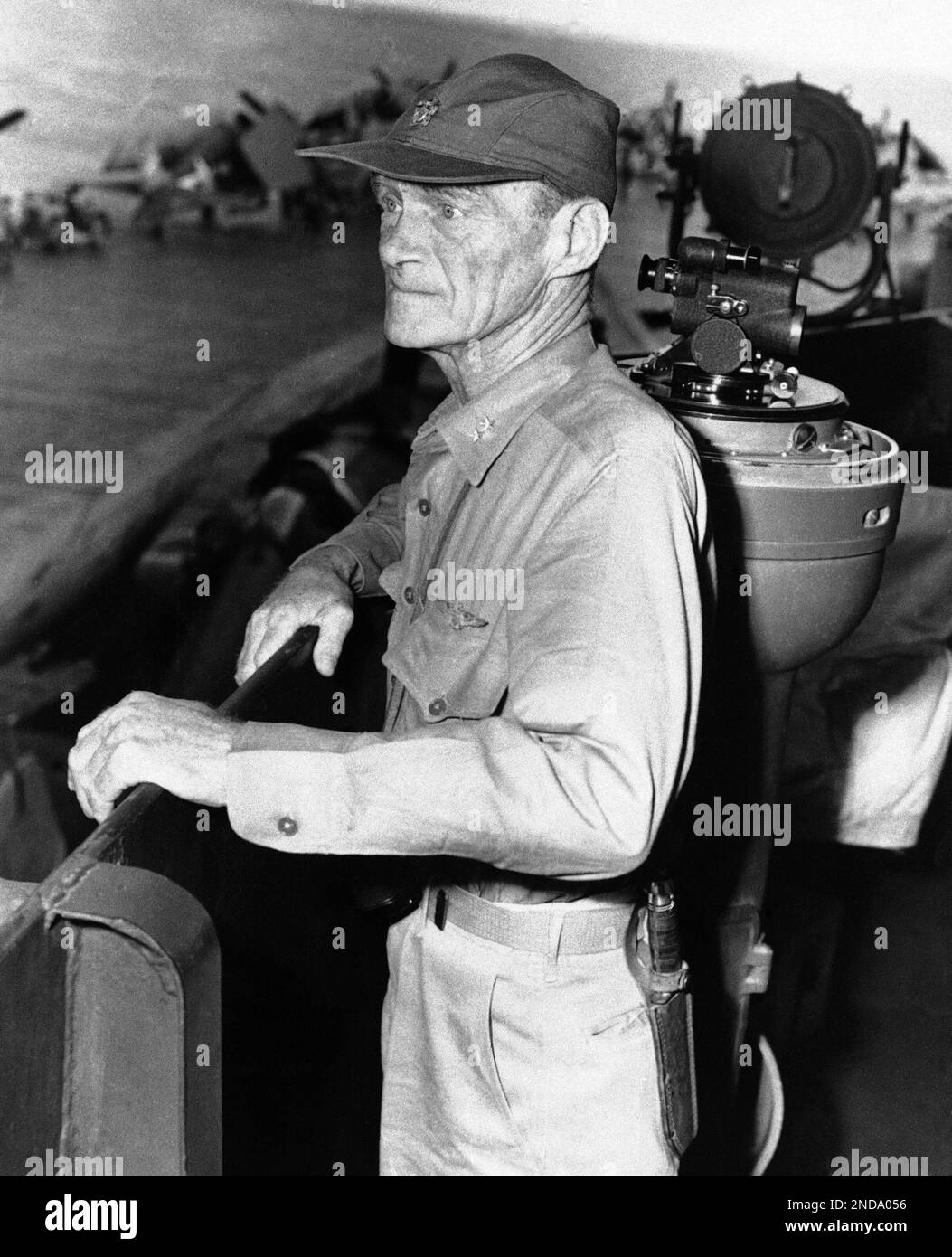 American Rear Admiral Marc Andrew Mitscher who led the attack on Truk ...