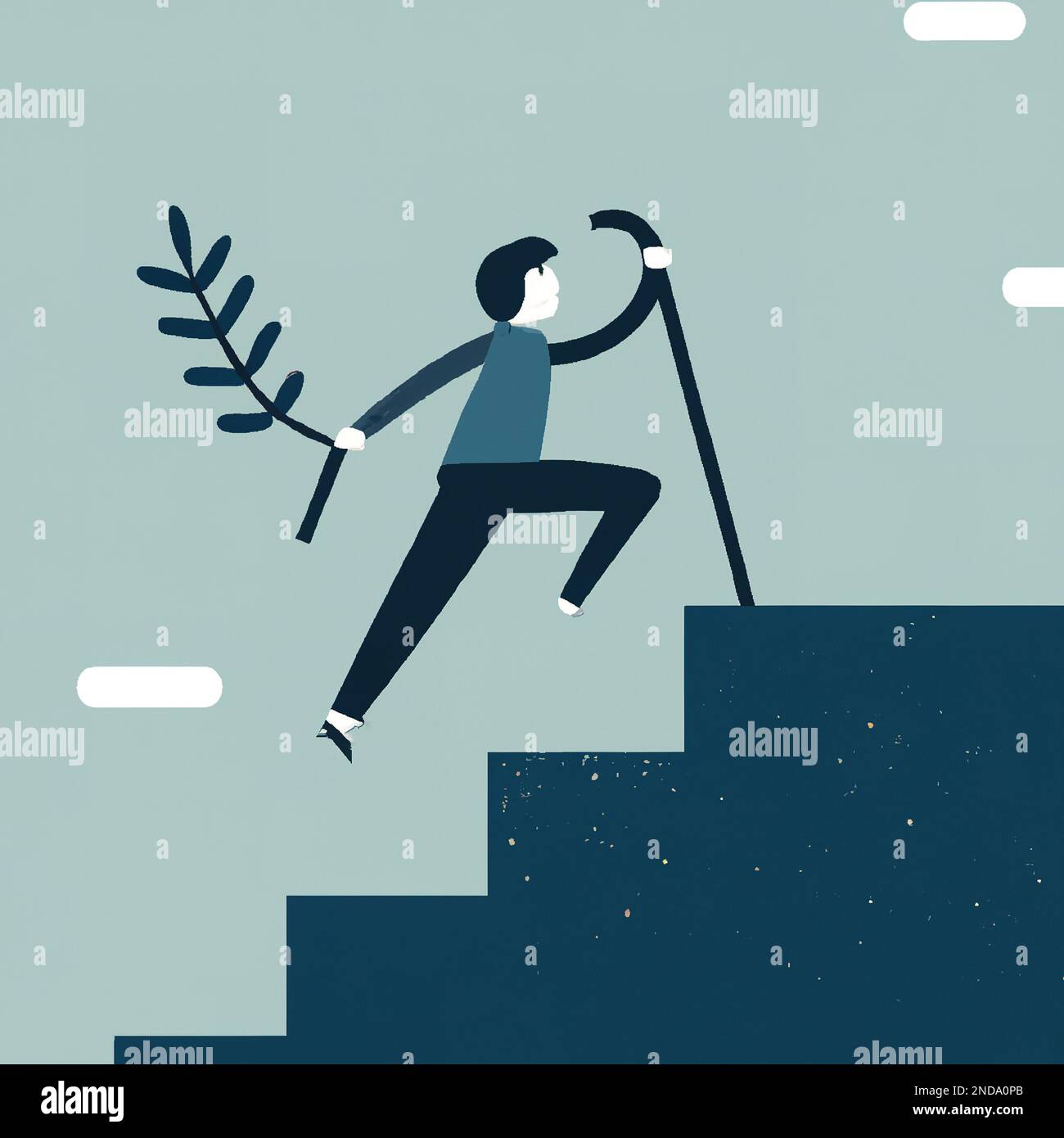 A man taking steps forward, concept of ecological thinking of progress ...