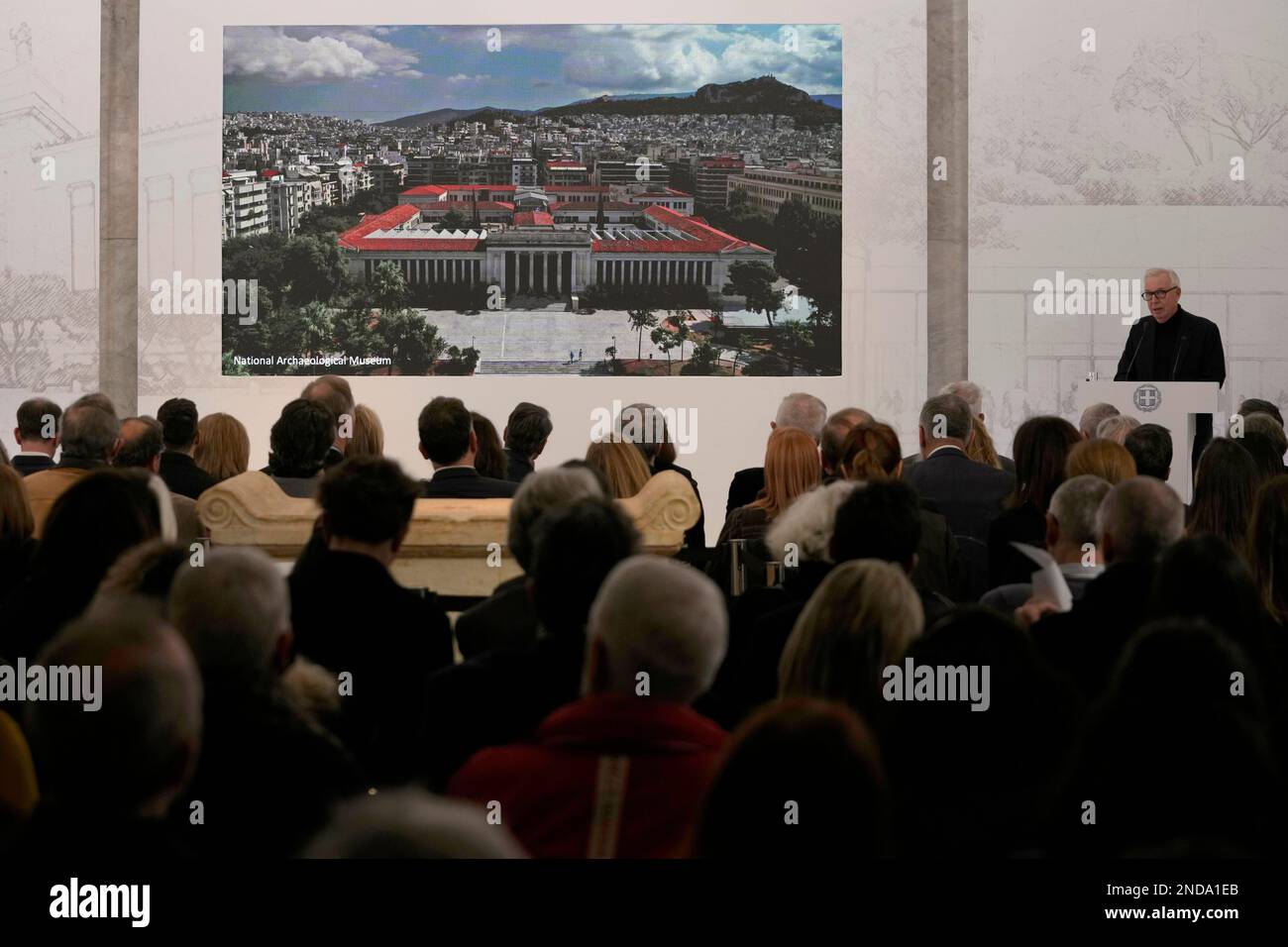 The British architect, David Chipperfield, speaks at a presentation ...