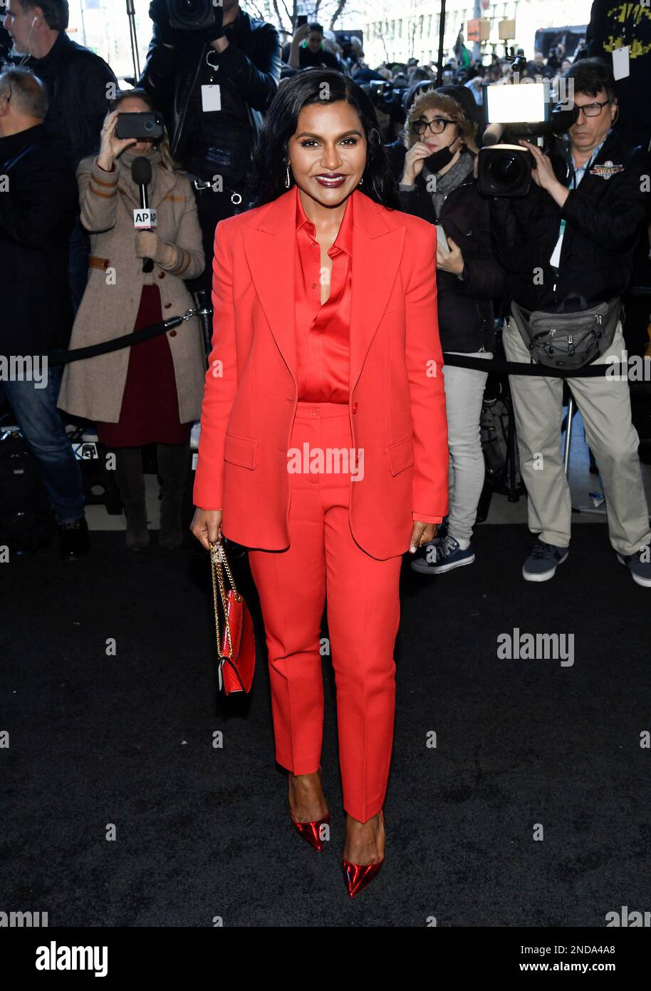 Mindy Kaling attends the Michael Kors Fall/Winter 2023 fashion show on ...