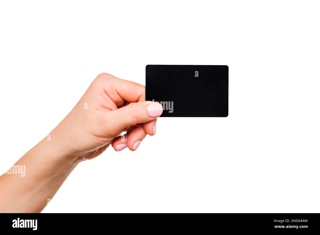 Female hand holding up card hi-res stock photography and images - Alamy