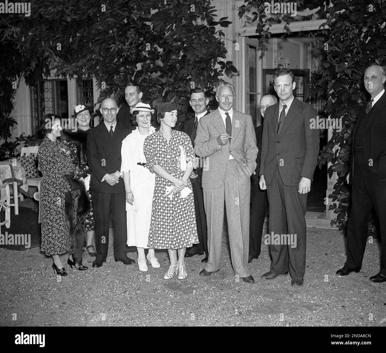 Colonel and Mrs. Charles A. Lindbergh, with Crown Prince Friedrich ...