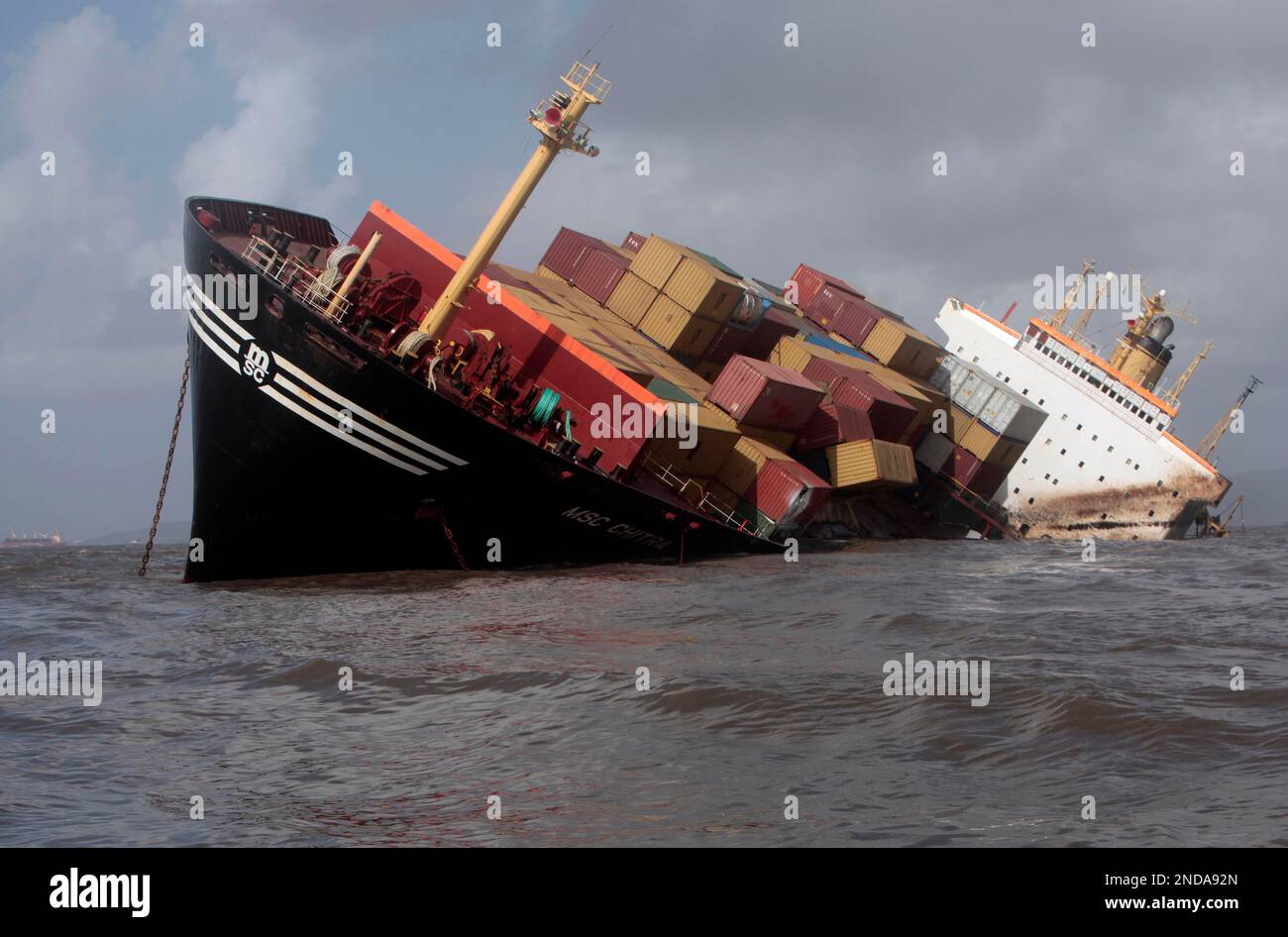 Panamanian-registered container ship MSC Chitra that collided Saturday ...