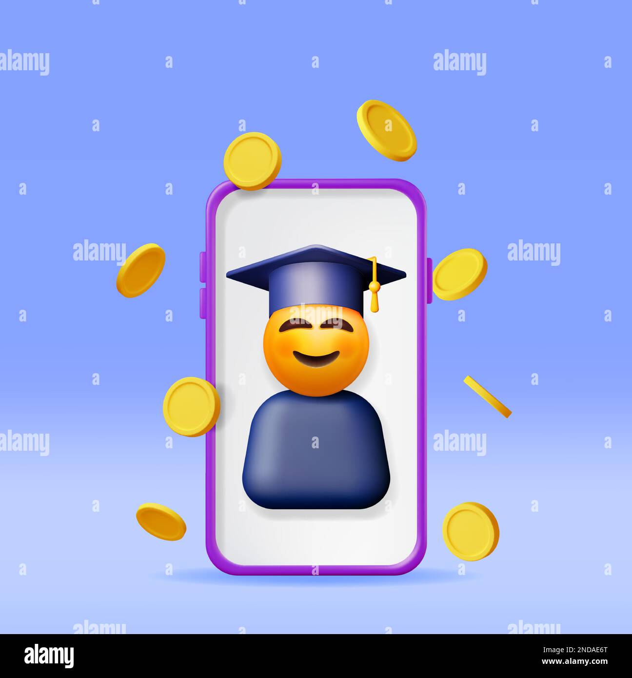 3D Happy Smiling Emoticon in Graduate Cap Stock Vector Image & Art - Alamy