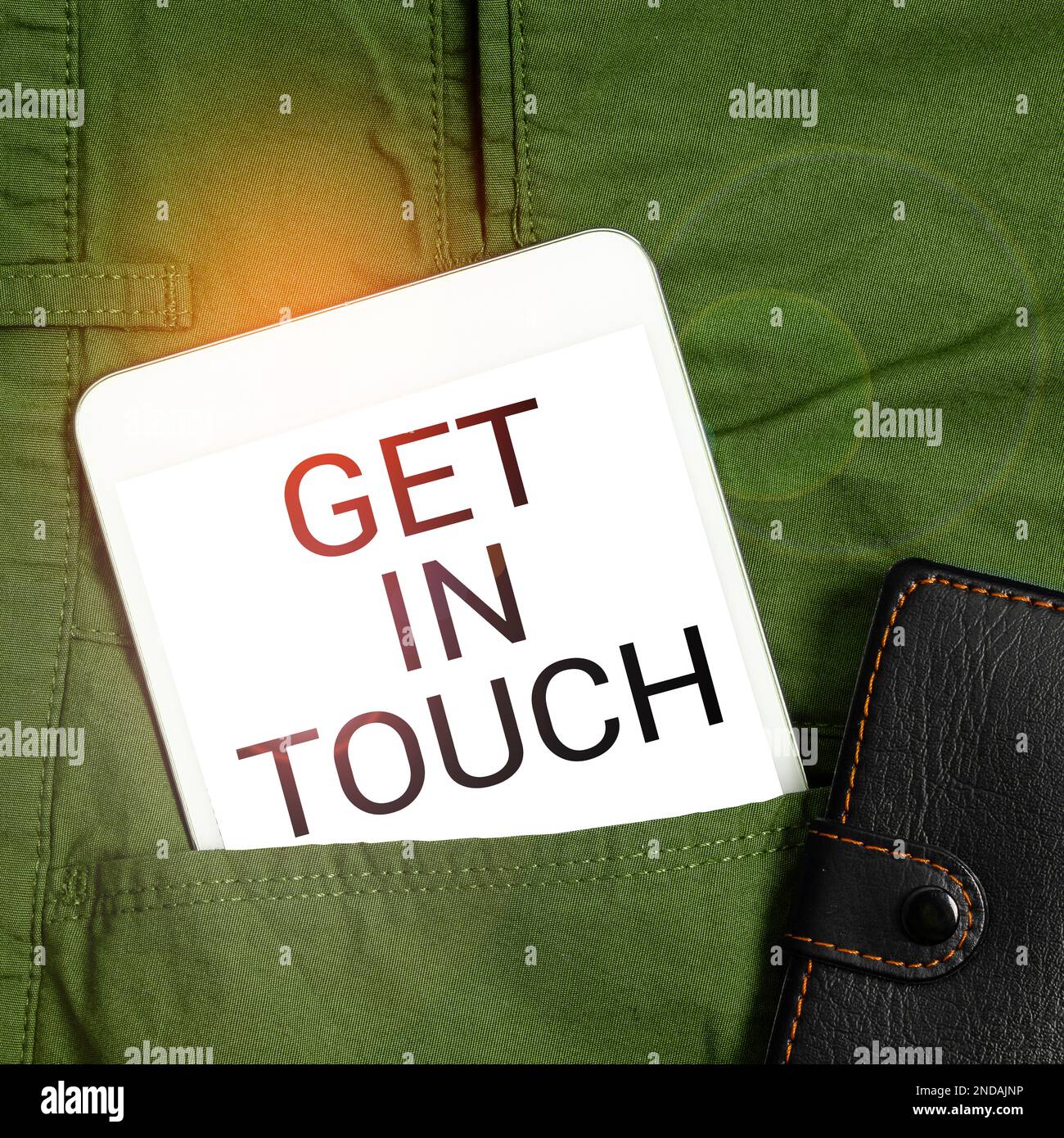 Hand writing sign Get In Touch. Internet Concept Stay in contact ...