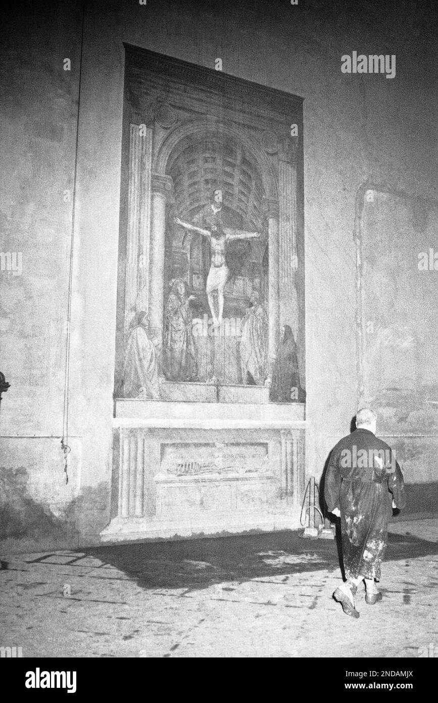 The famed fresco “The Holy Trinity”, by 15th century Florentine painter ...