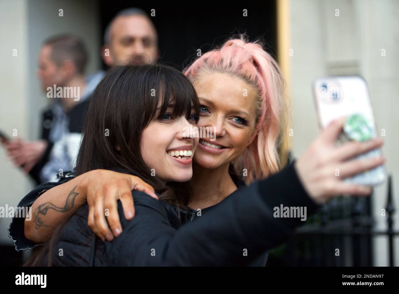 Hannah Spearitt of S Club 7 takes selfie with fan Stock Photo - Alamy