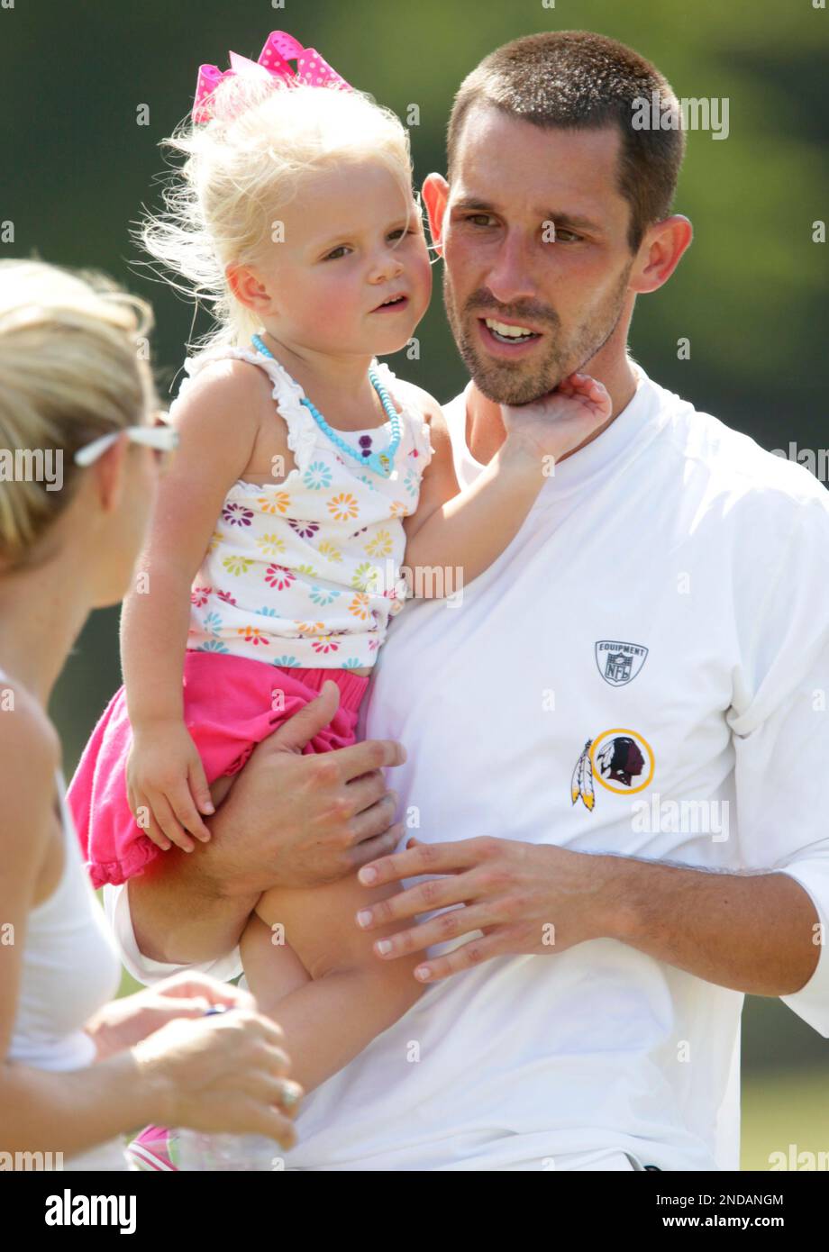 Washington Redskins' offensive coordinator Kyle Shanahan holds his ...