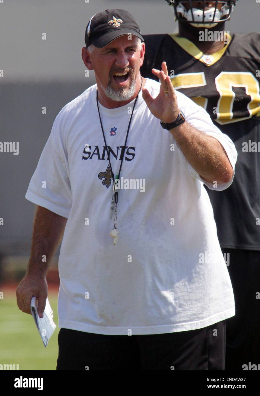 New Orleans Saints special teams coach Greg McMahon gestures during the ...