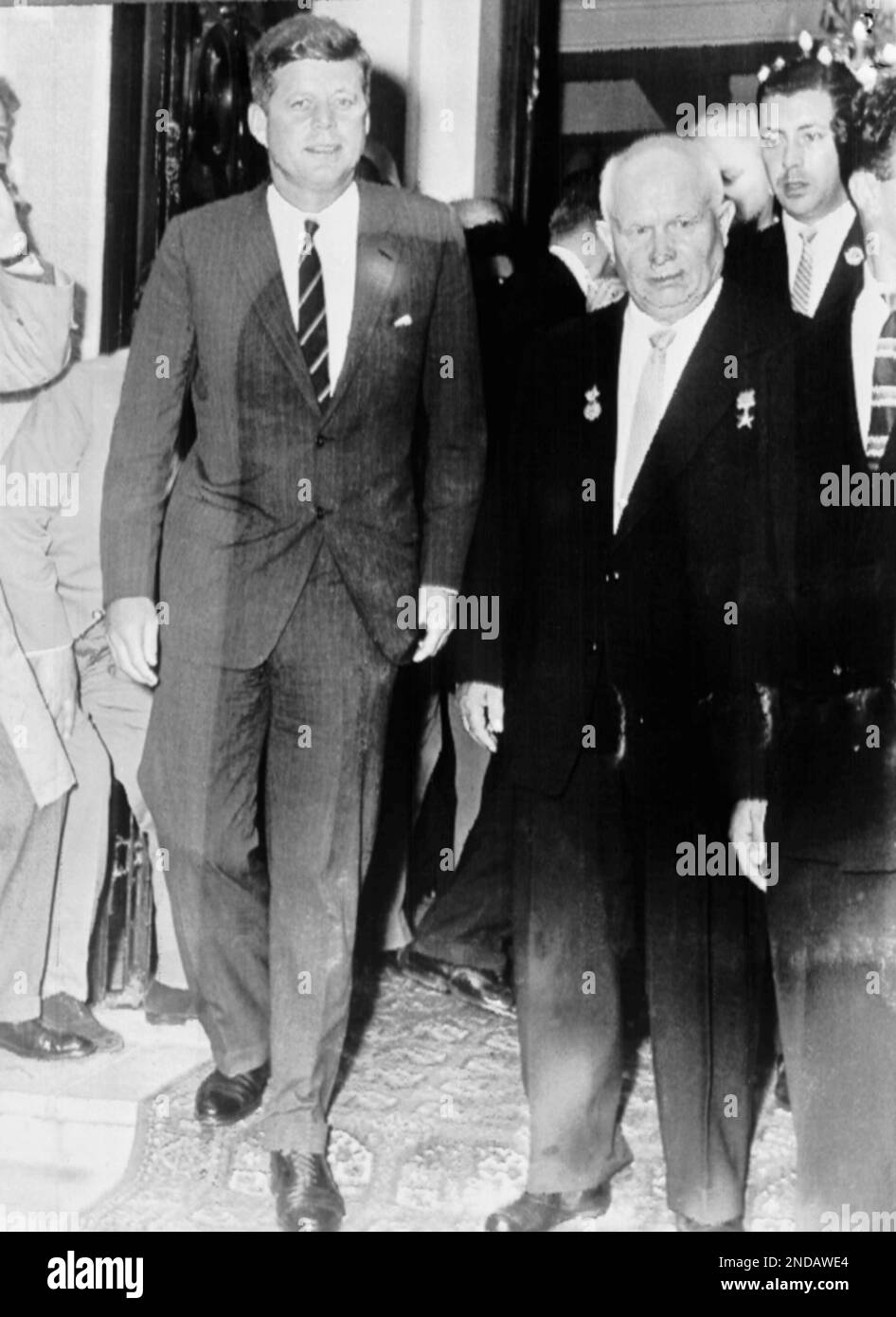 President John F. Kennedy posed with Premier Nikita Khrushchev at the ...