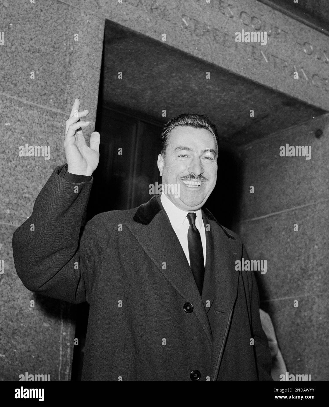 Rep. Adam Clayton Powell Jr. (D-NY), waves outside New York Federal ...