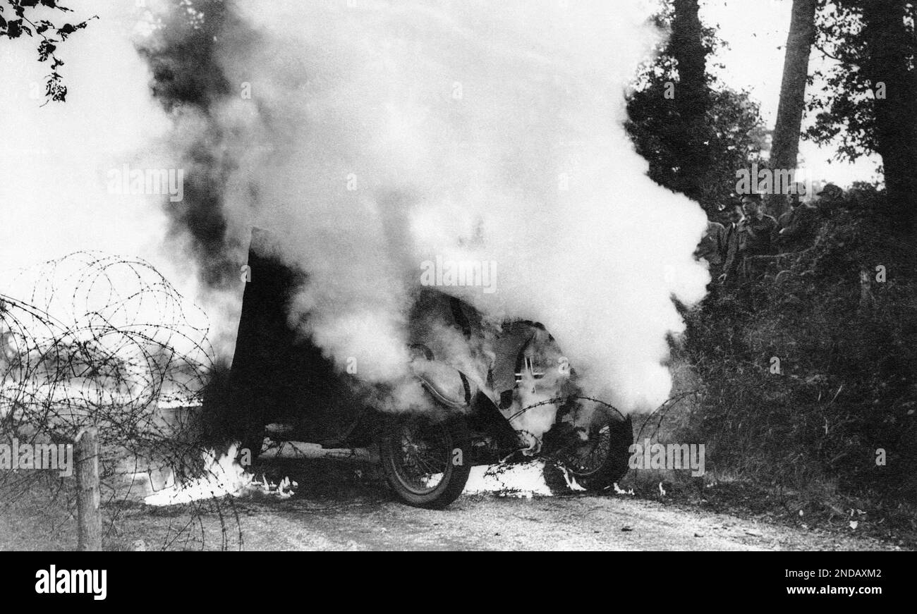 Mimic tank, marked with a German war cross, goes up in smoke after ...