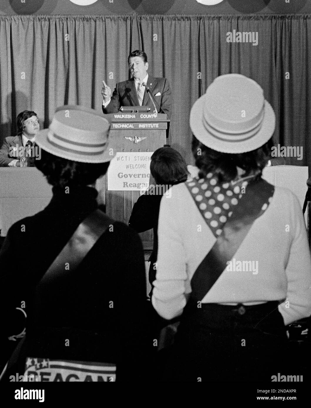 Presidential hopeful Ronald Reagan speaks during campaign appearance at ...