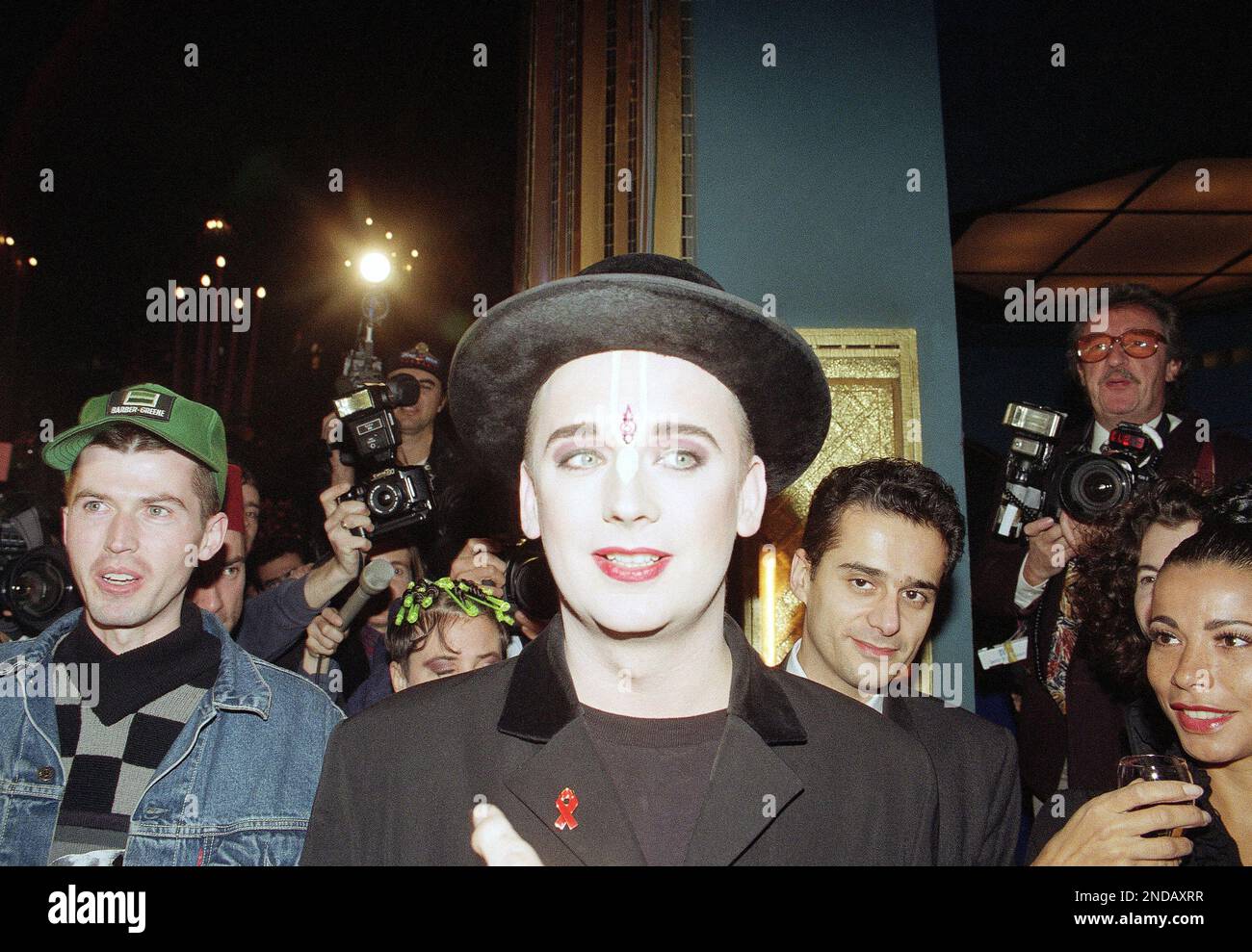 Singer of the British pop group Culture Club, Boy George attends the ...