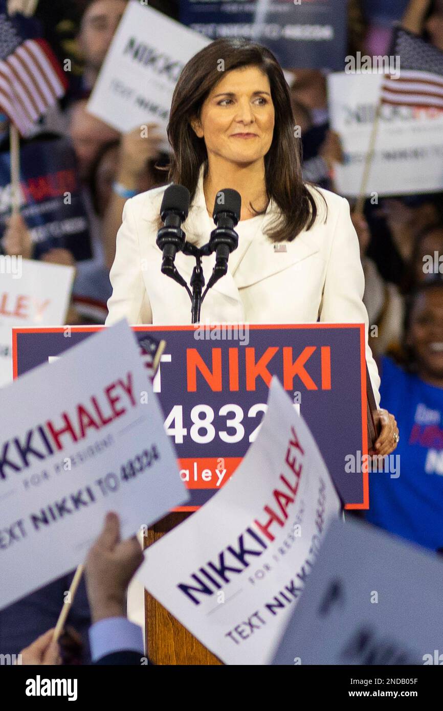 Republican presidential candidate Nikki Haley speaks to supporters ...