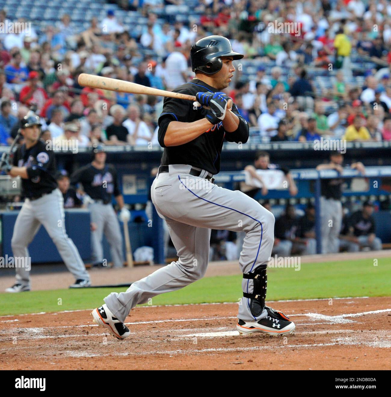 New York Mets batter Carlos Beltran watches his RBI-sacrifice against ...