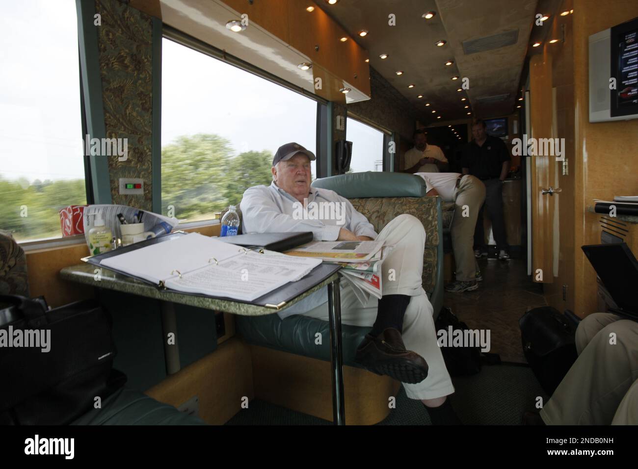 Former NFL coach John Madden rides in his bus from the Baltimore Ravens ...