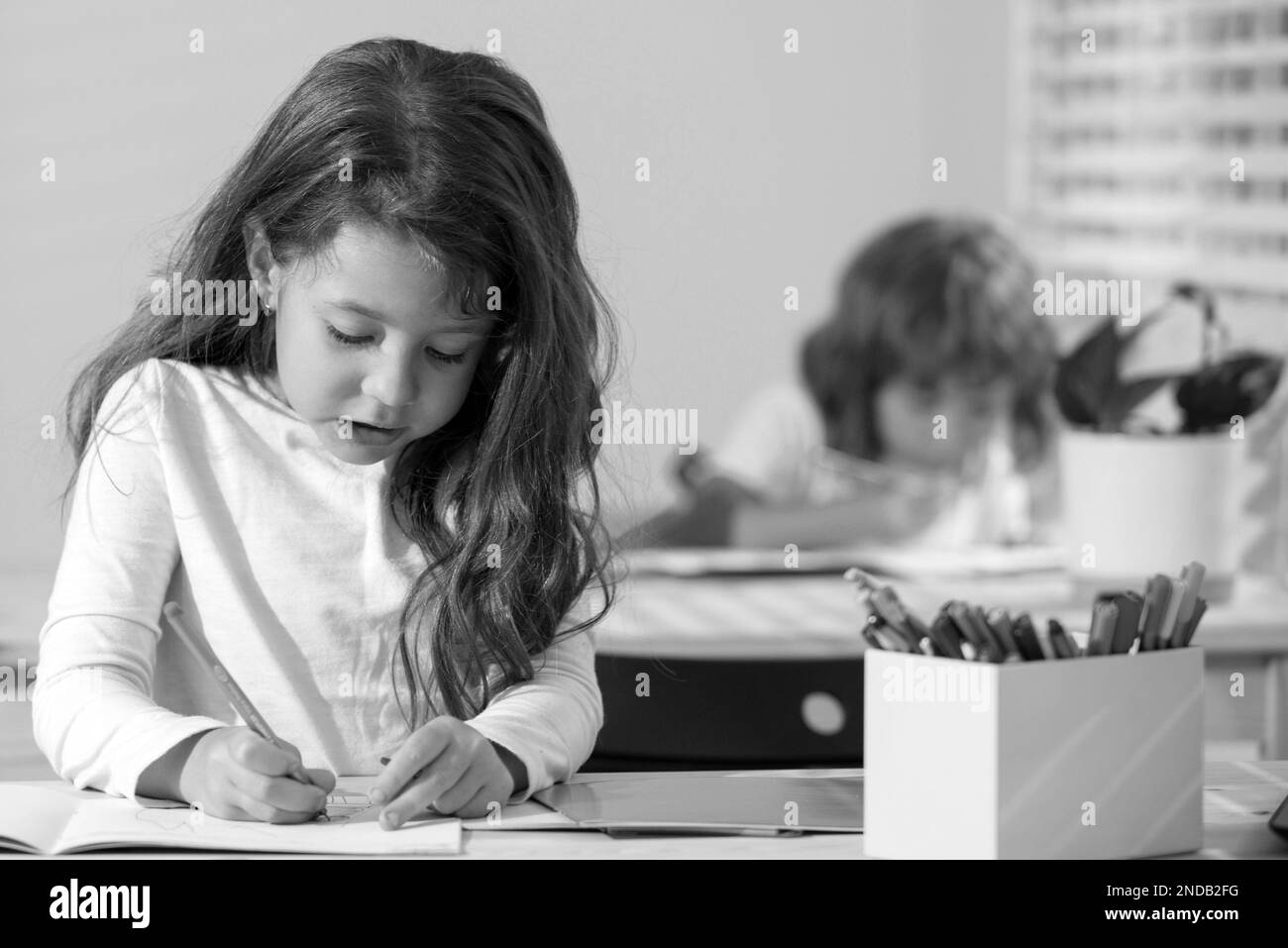 Girl Drawing In Class at Karla Trent blog