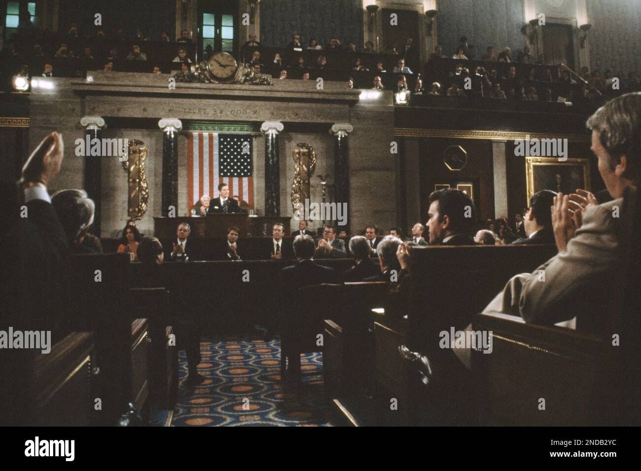 President Ronald Reagan addresses congress on economic program on April ... President Ronald Reagan addresses congress on economic program on April ...
