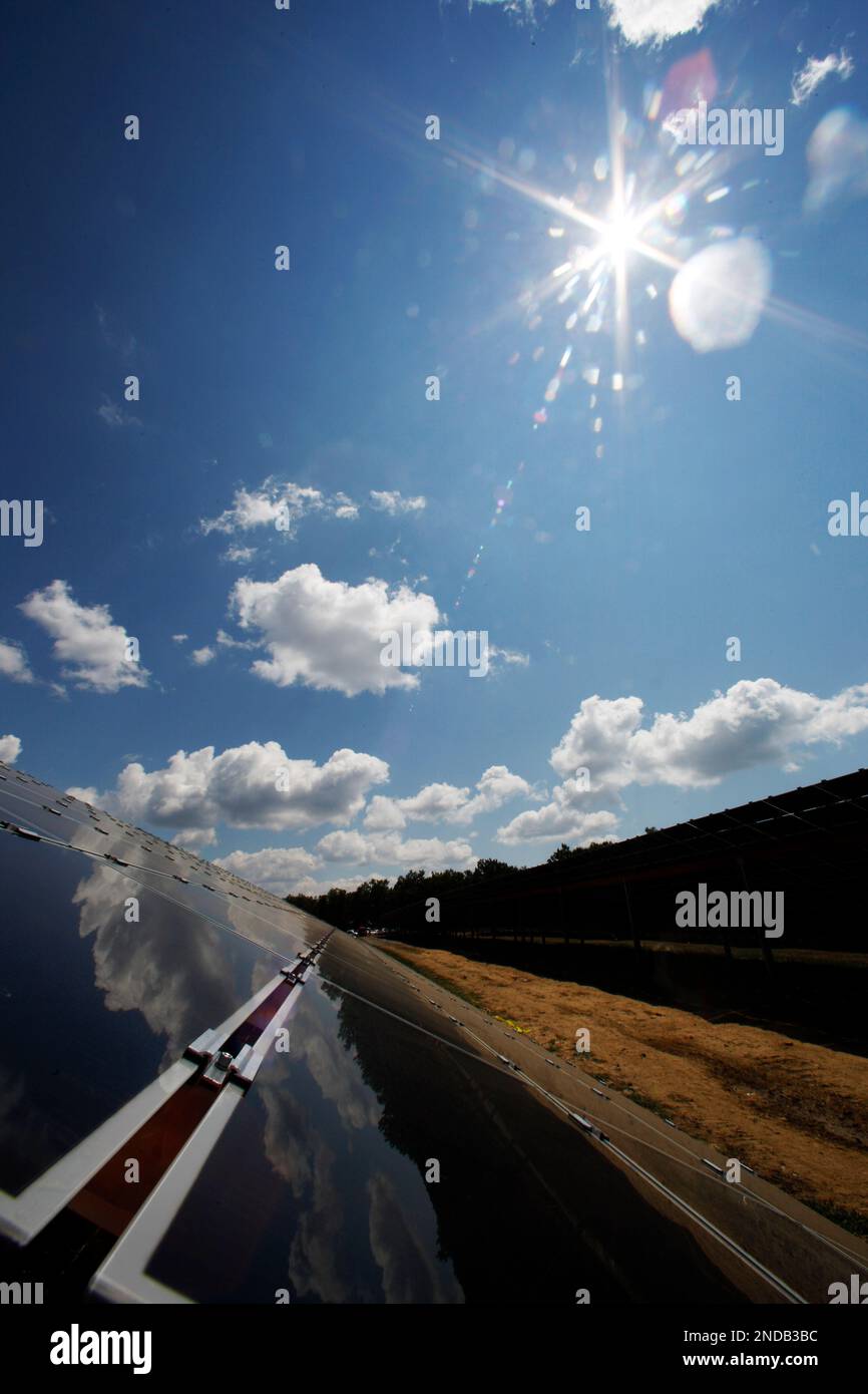 This July 30, 2010, photo shows a field of solar panels at Pocono ...