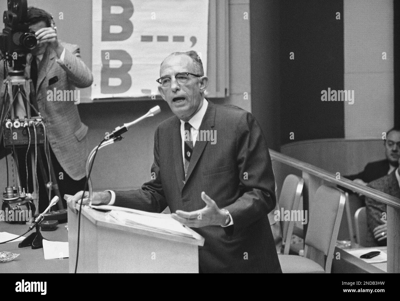 Los Angeles Police Chief William H. Parker is shown as he testified in ...