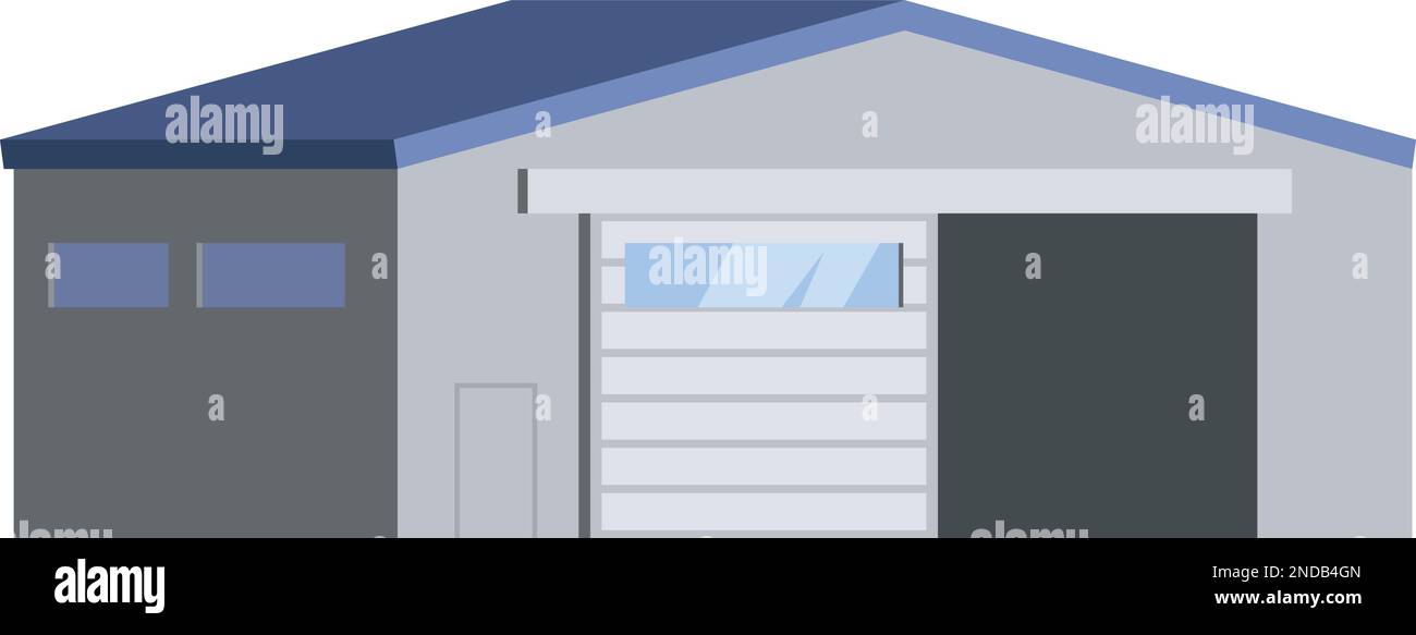 Garage facade. Storage building. Industrial metal door Stock Vector ...