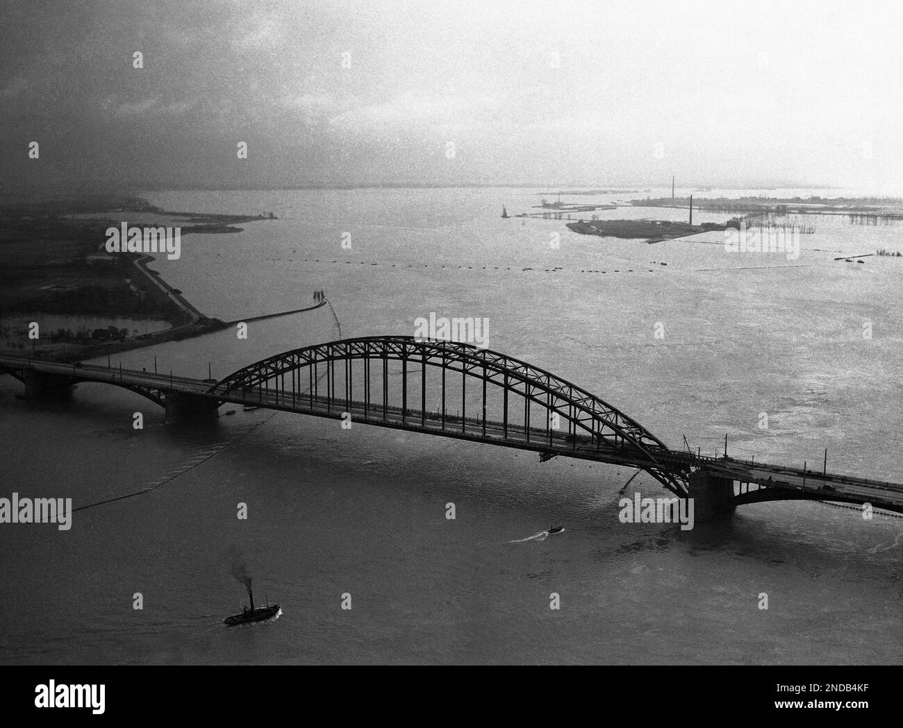 Nijmegen bridge in, Netherlands, on Dec. 14, 1944, which was left ...
