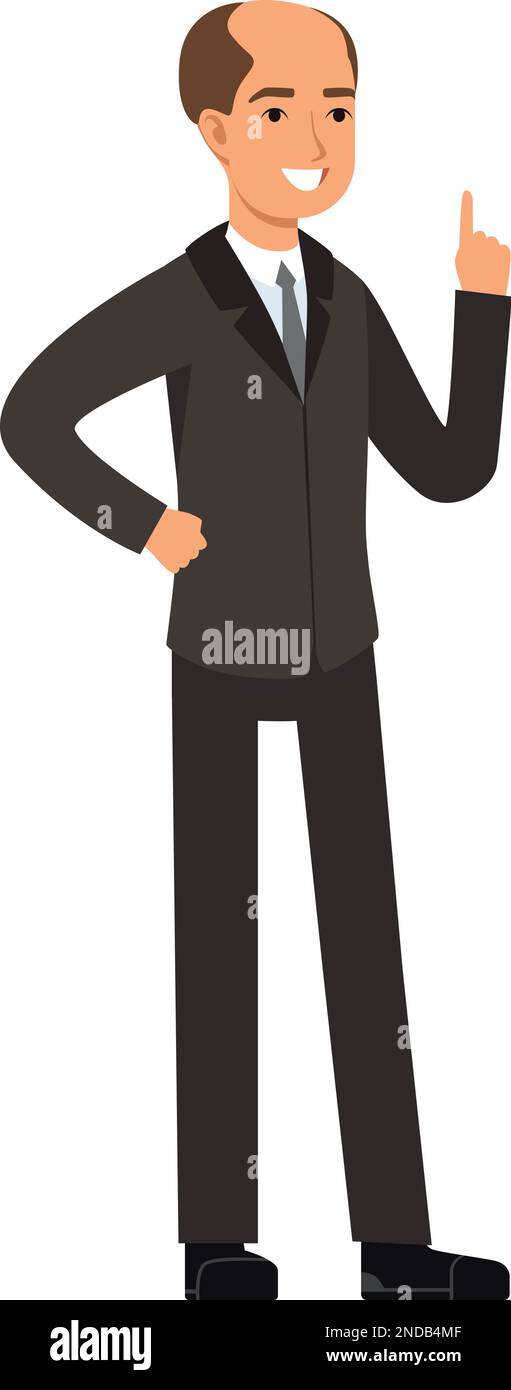 Businessman pointing finger. Cartoon office manager character Stock ...