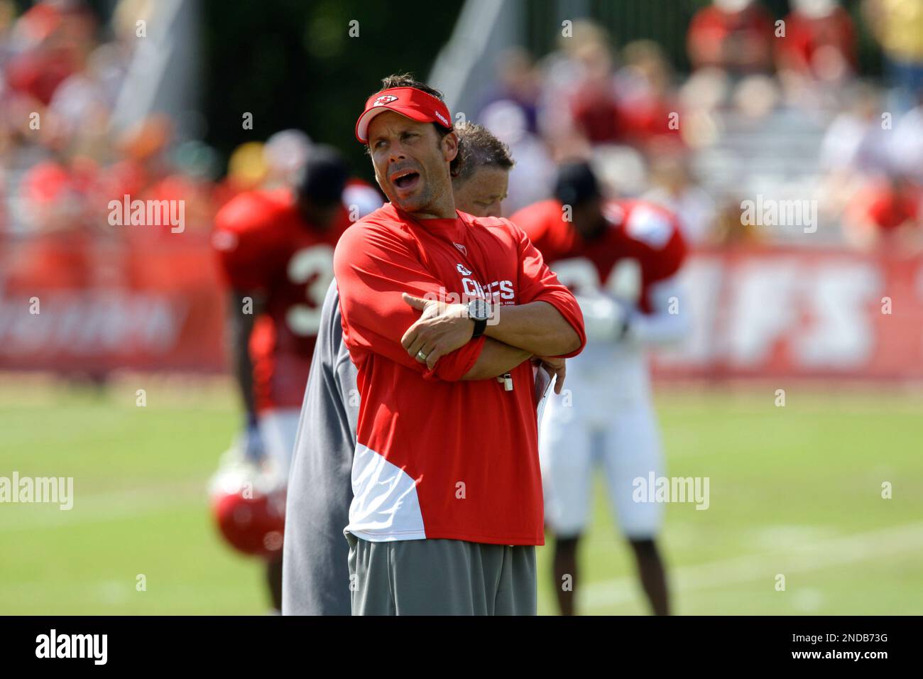 Kansas City Chiefs coach Todd Haley during football training camp in St ...
