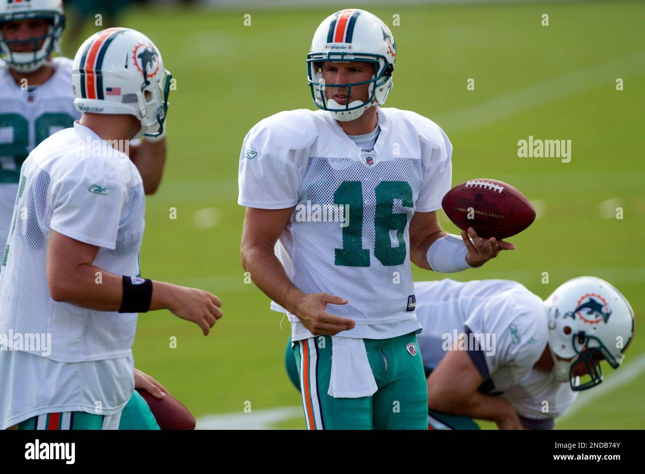 Miami Dolphins player Tyler Thigpen (16) during morning drills at the ...