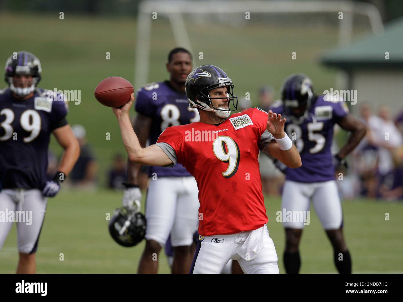 Baltimore Ravens quarterback Marc Bulger throws a pass during the NFL ...