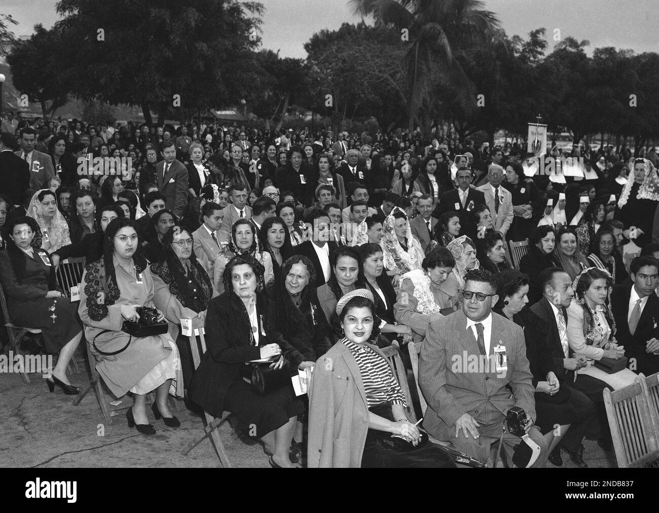 View of crowd at coronation ceremony in Havana on Jan. 11, 1953. (AP Photo Stock Photo - Alamy