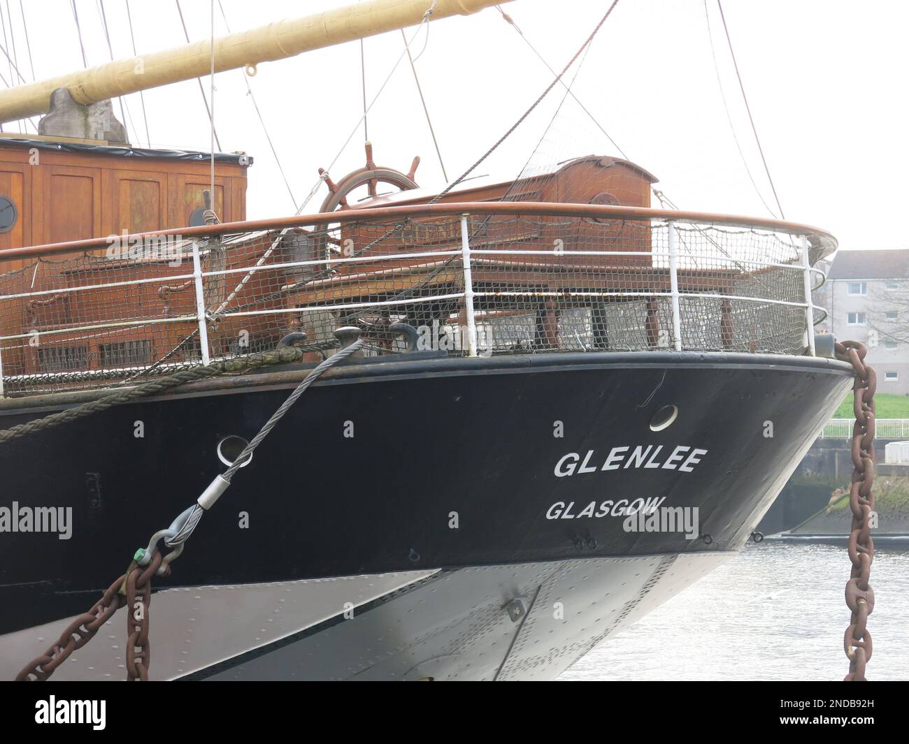 The historic Tall Ship Glenlee is moored alongside Glasgow's transport ...