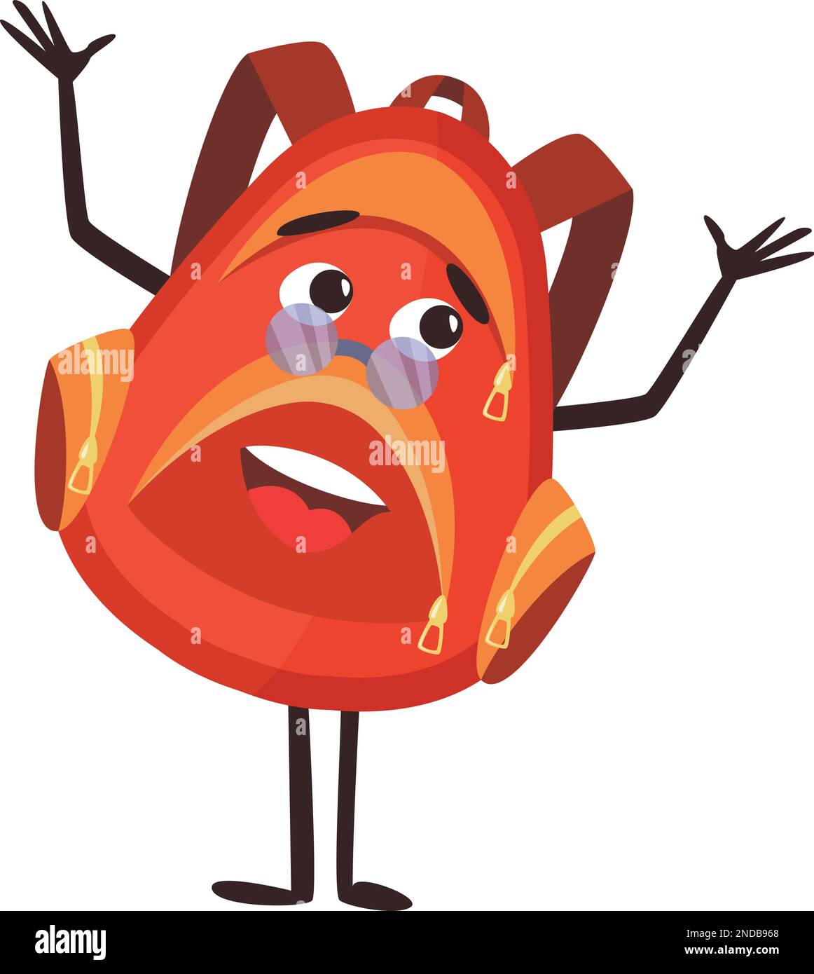 Backpack cartoon character. Smart colorful mascot in glasses Stock ...