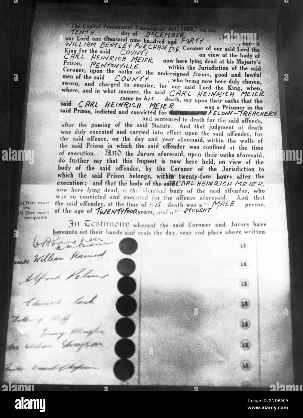 Posted outside Pentonville Prison this document states that Carl ...