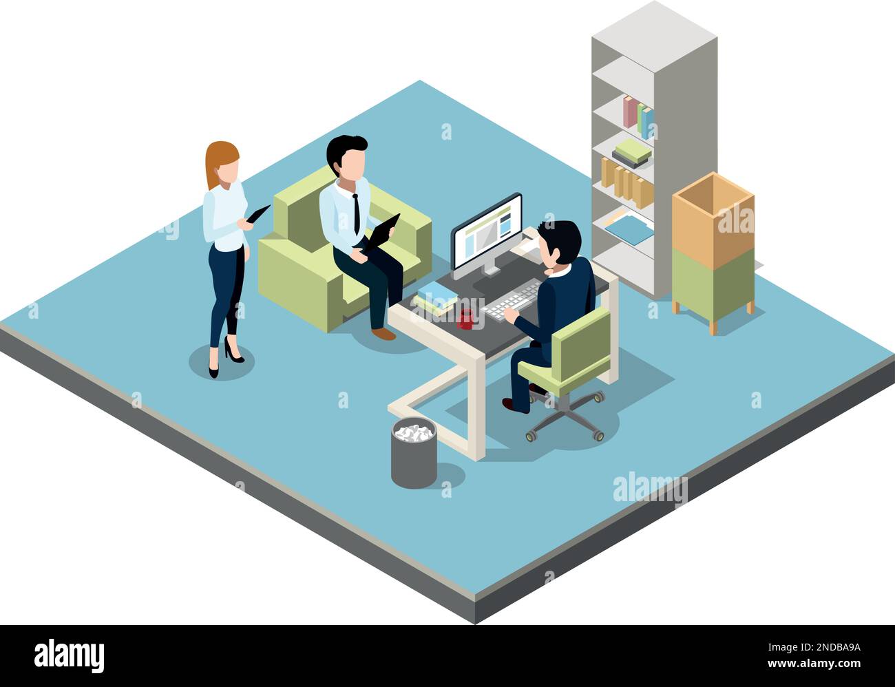 Office room interior. Isometric people working scene Stock Vector Image ...