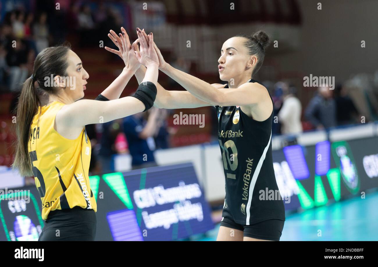 Gabi Guimaraes (Vakifbank Istanbul) and Ayca Aykac (Vakifbank Istanbul ...