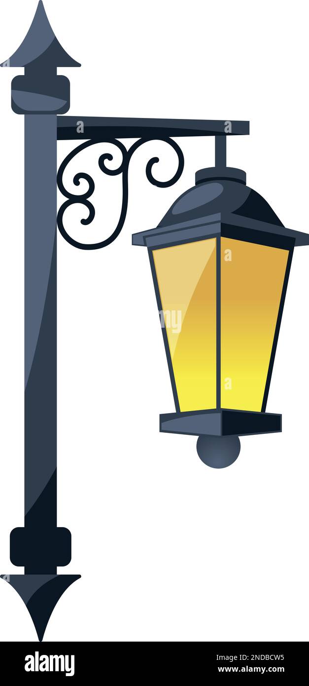 Cartoon outdoor lamp. Old city street light Stock Vector Image & Art ...