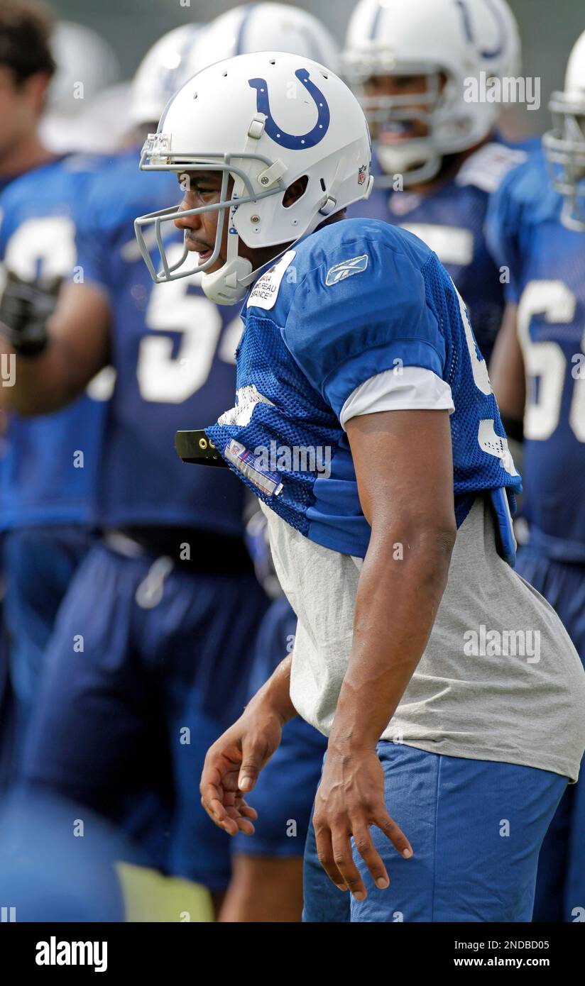 Indianapolis Colts defensive end Jerry Hughes prepares for a drill ...