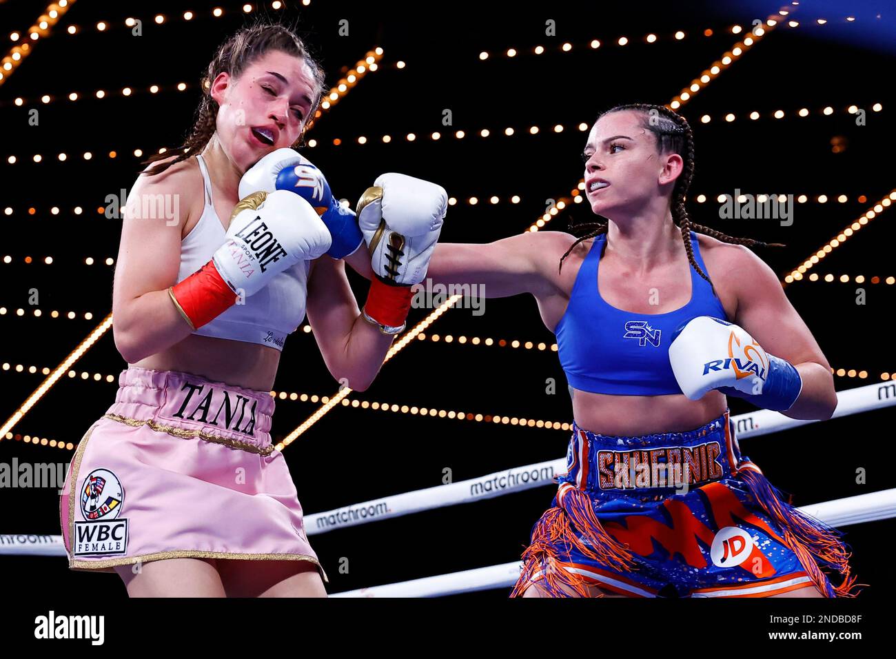 NEW YORK, NEW YORK - FEBRUARY 04: Skye Nicolson exchanges punches with ...