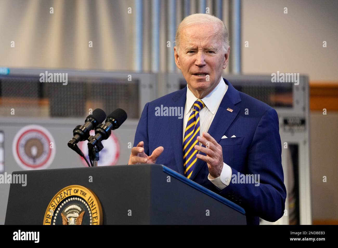 President Joe Biden speaks at the IBEW Local 26 union, Wednesday, Feb ...