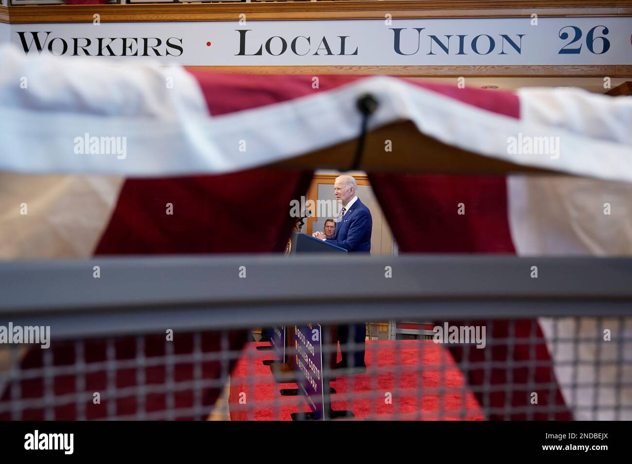 President Joe Biden speaks at the IBEW Local 26 union, Wednesday, Feb ...