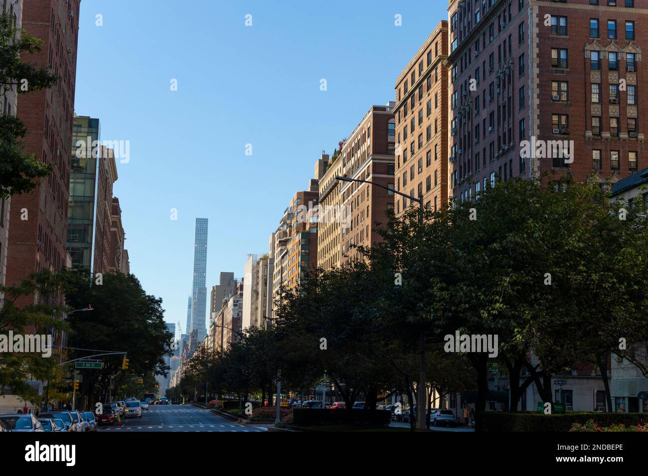 Rows of luxury residential buildings stand along Park Avenue in New ...