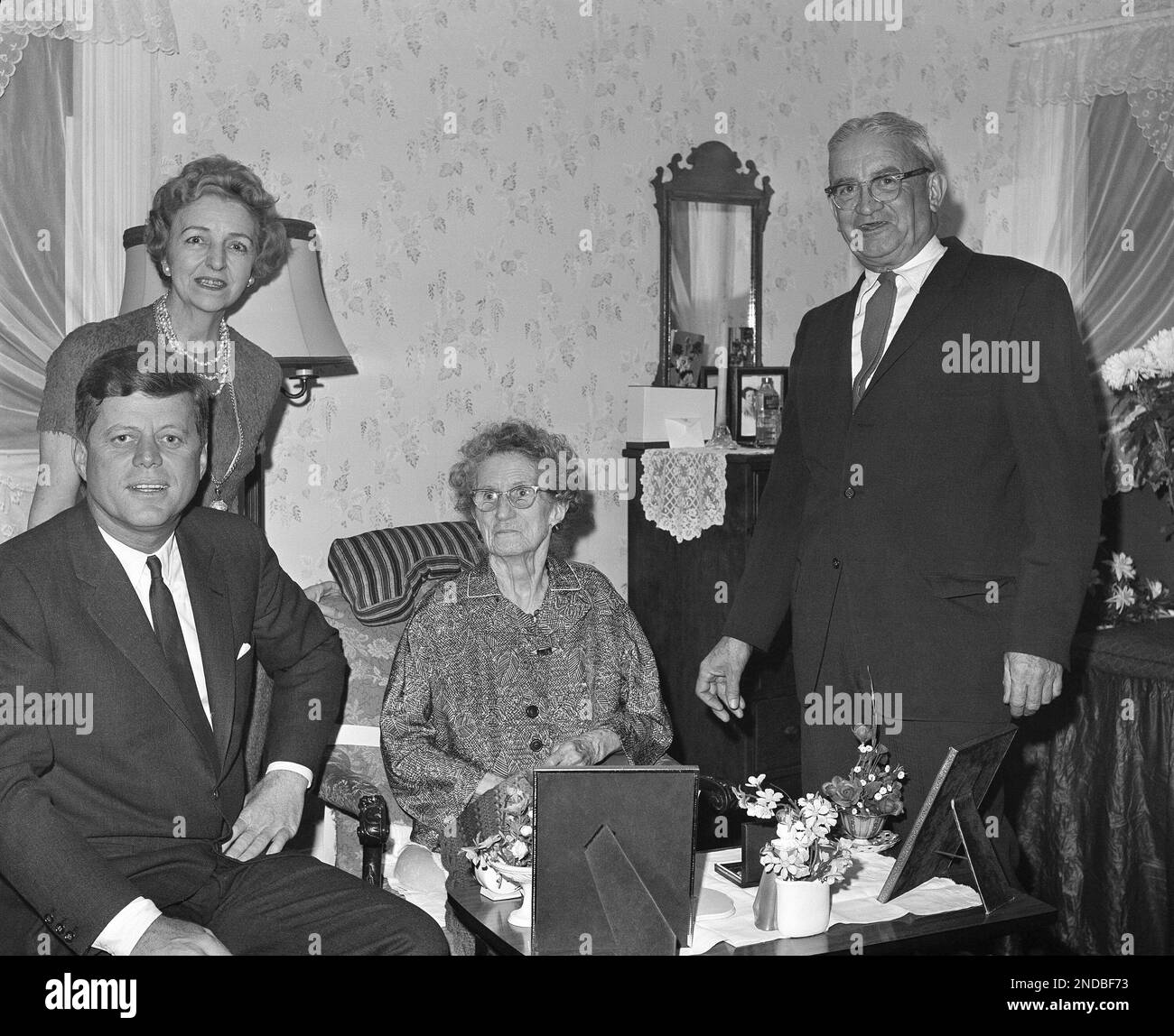 President John Kennedy poses with his 97-year-old grandmother Mrs ...