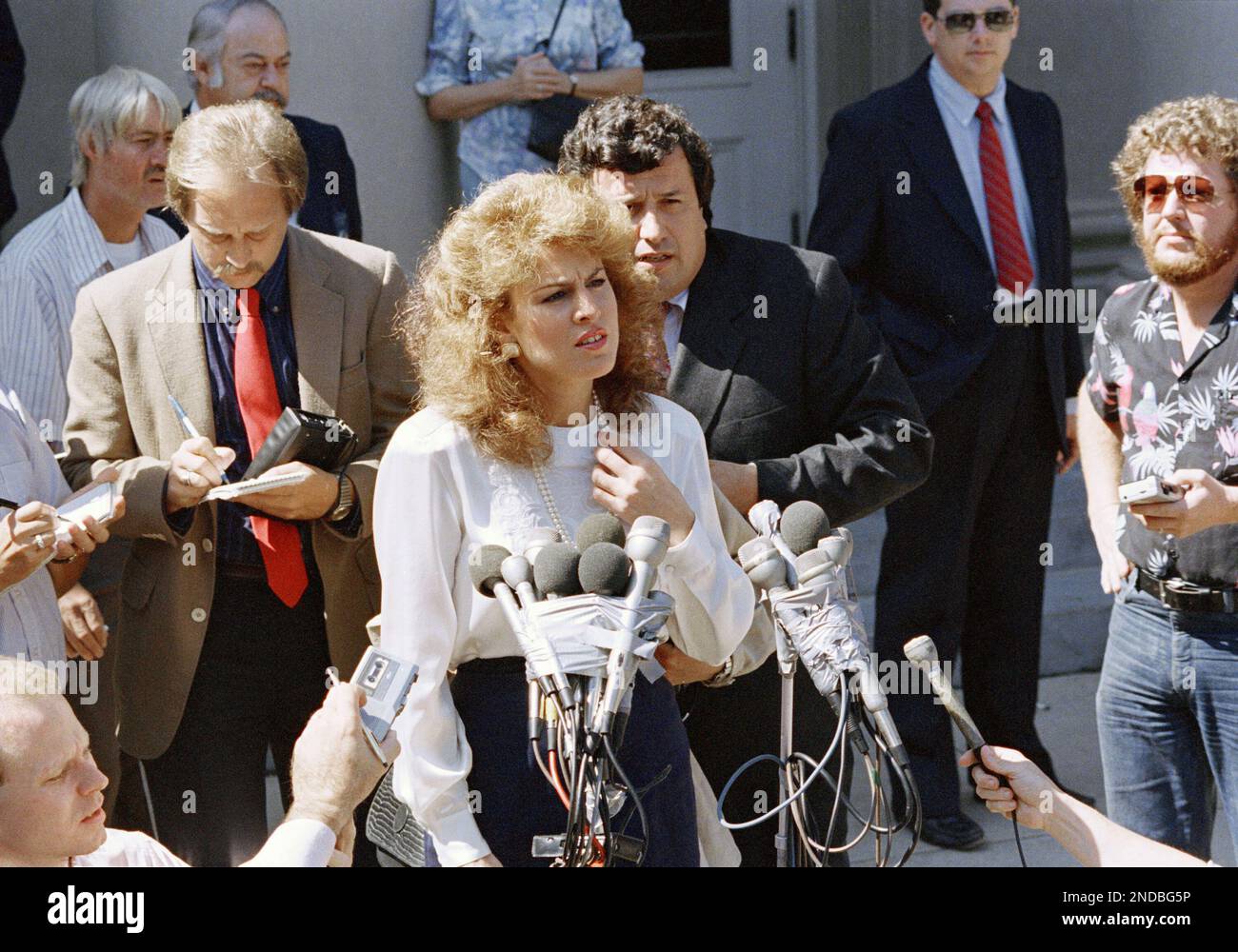 Jessica Hahn makes a point outside the Federal Building in Charlotte ...