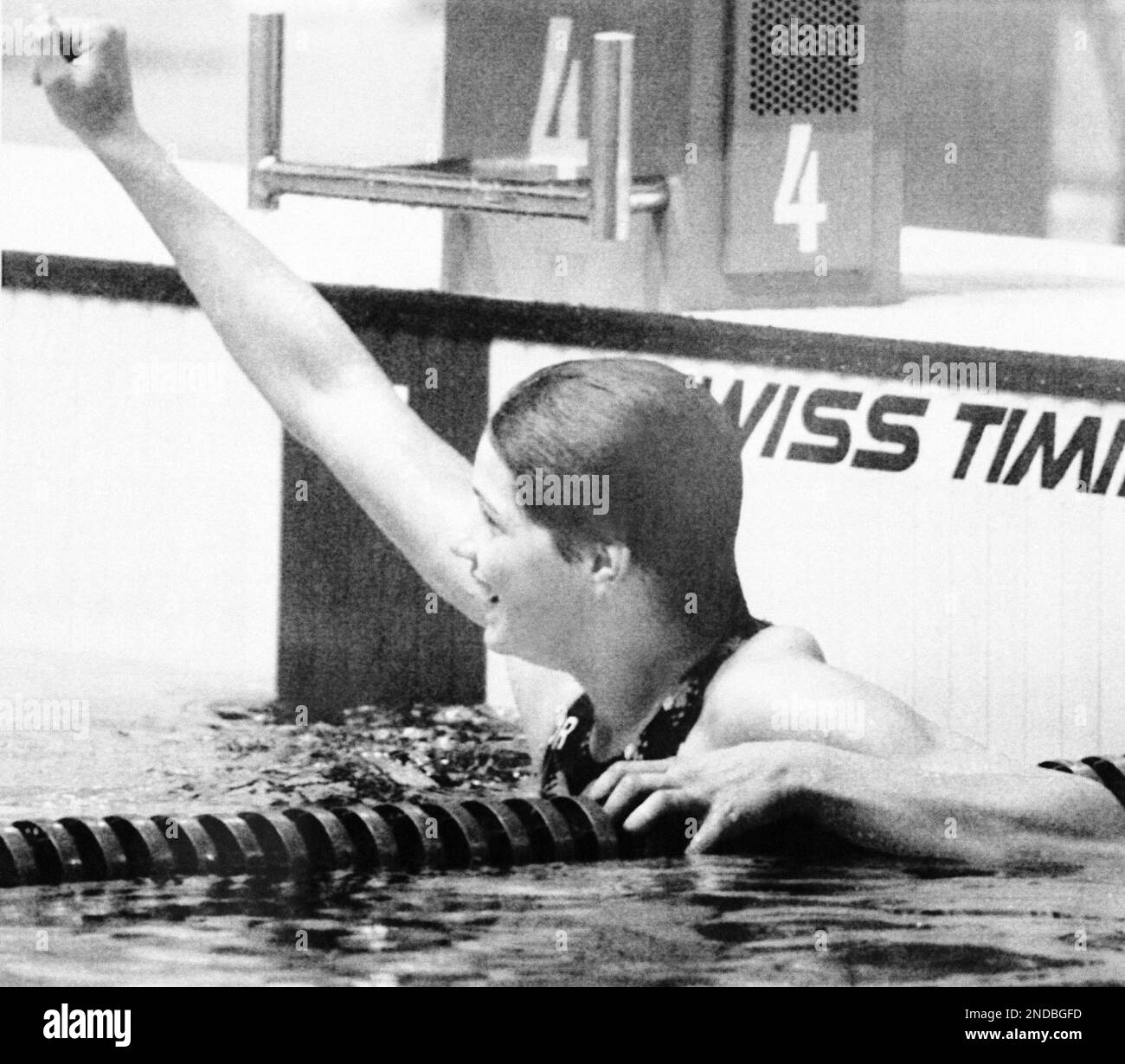 East Germany’s Rica Reinisch waves after setting world record in the ...