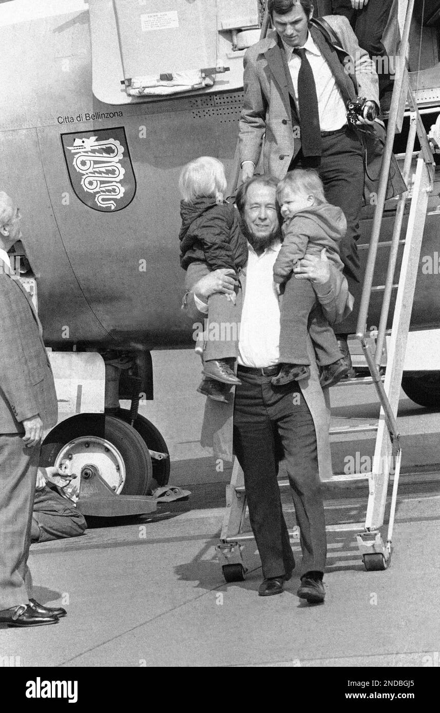 The family of exiled Russian writer Alexander Solzhenitsyn arrived at ...