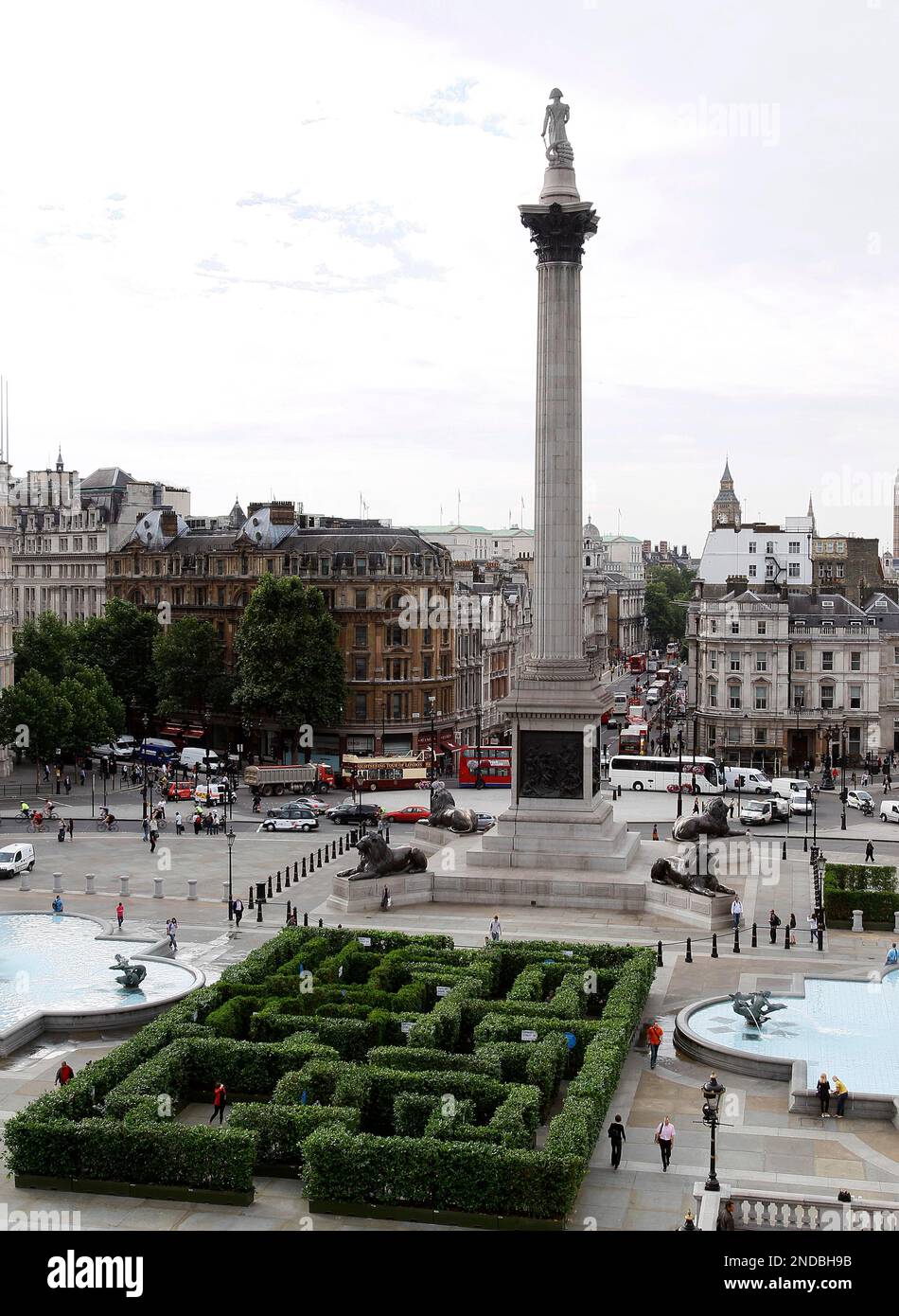 A maze is constructed in Trafalgar Square, at the foot of Nelson's ...