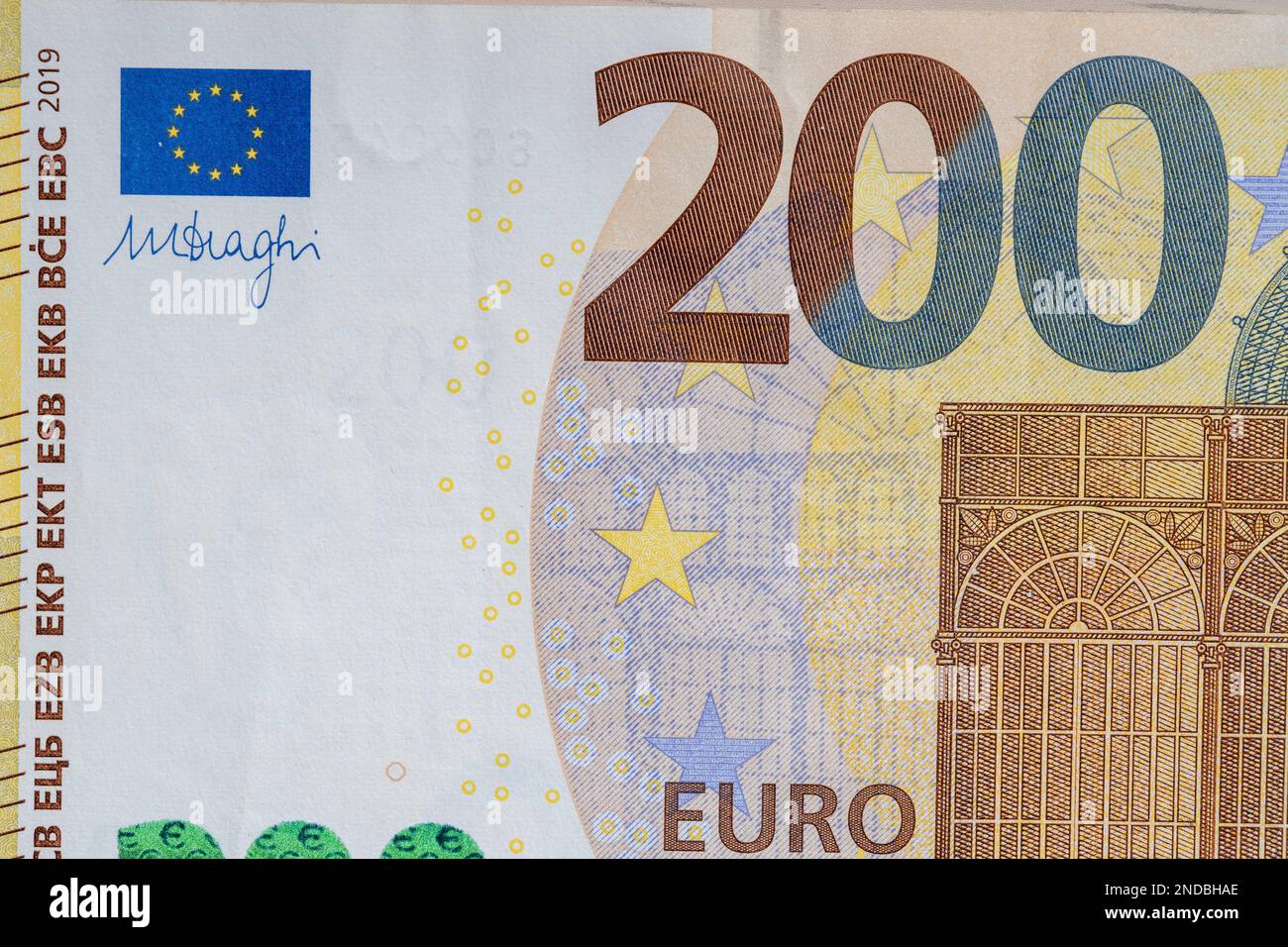 200 euro banknote close up, for business finance topics. World money ...