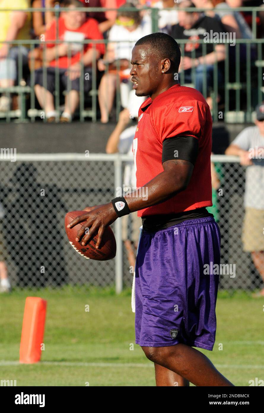 In this photo made Saturday, July 31, Minnesota Vikings quarterback ...